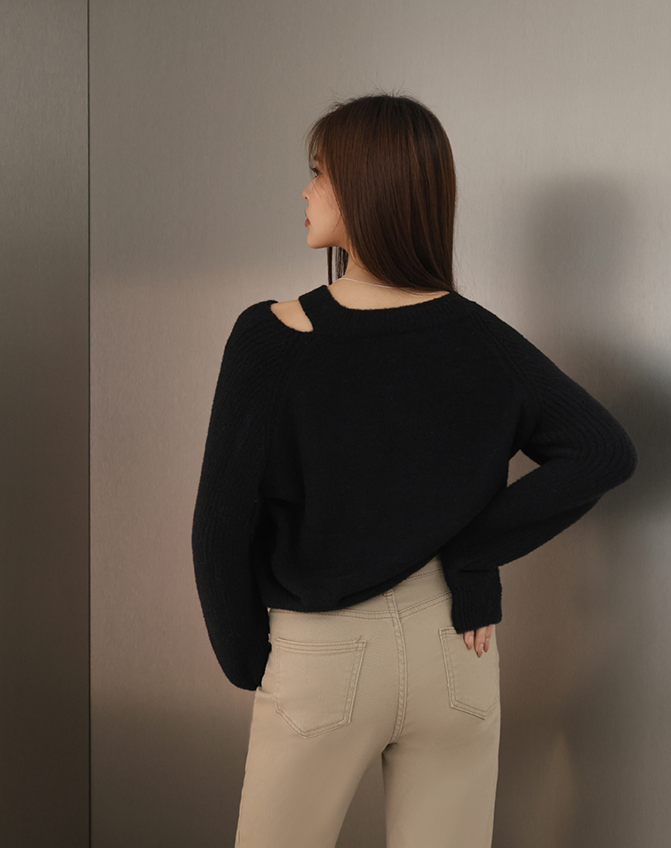 側肩簍空棉絨針織上衣 | Girl's Monday丨女裝流行服飾丨 新品每日上架